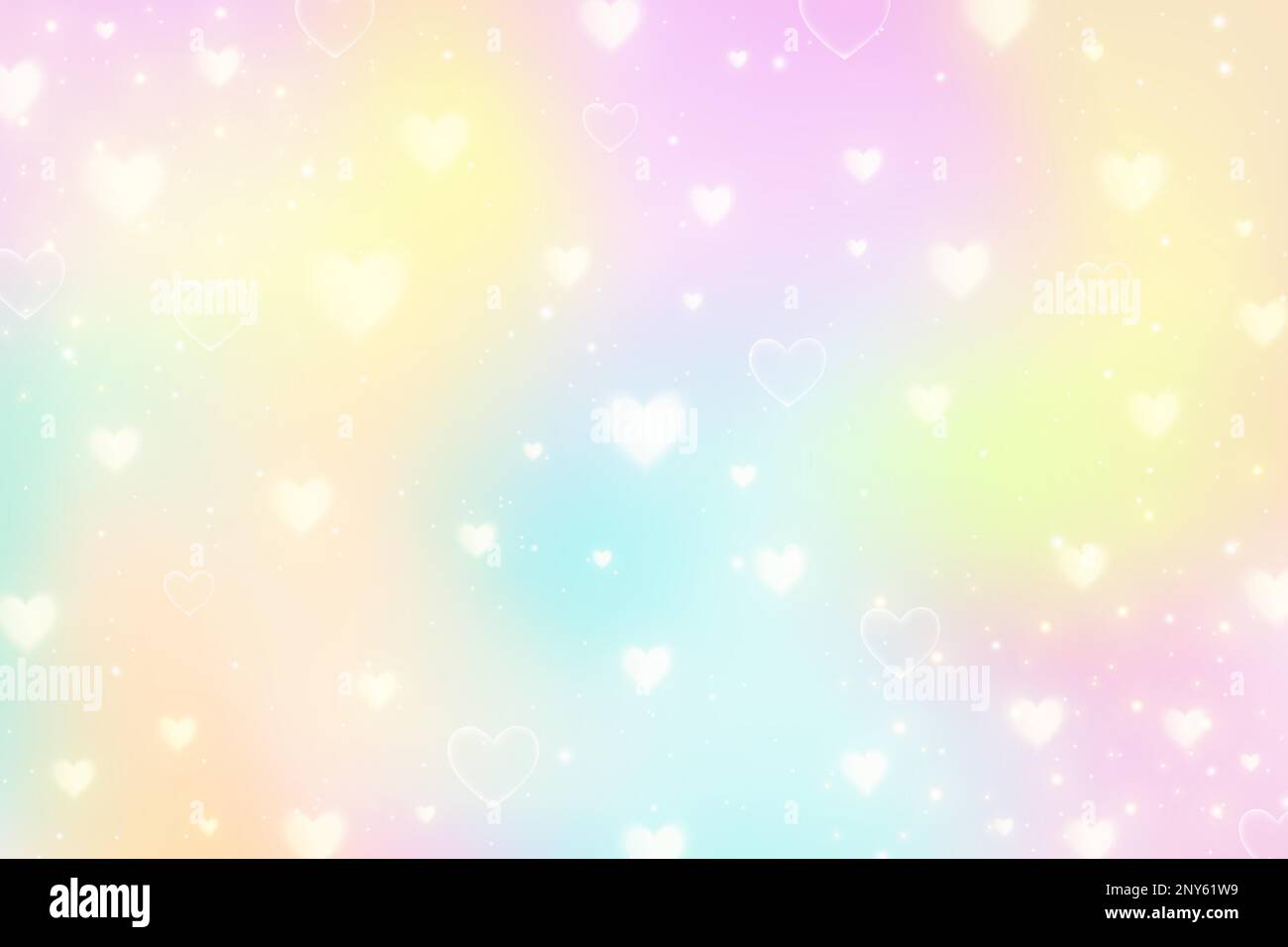 Pastel hearts background. Rainbow unicorn wallpaper for Valentine day ...