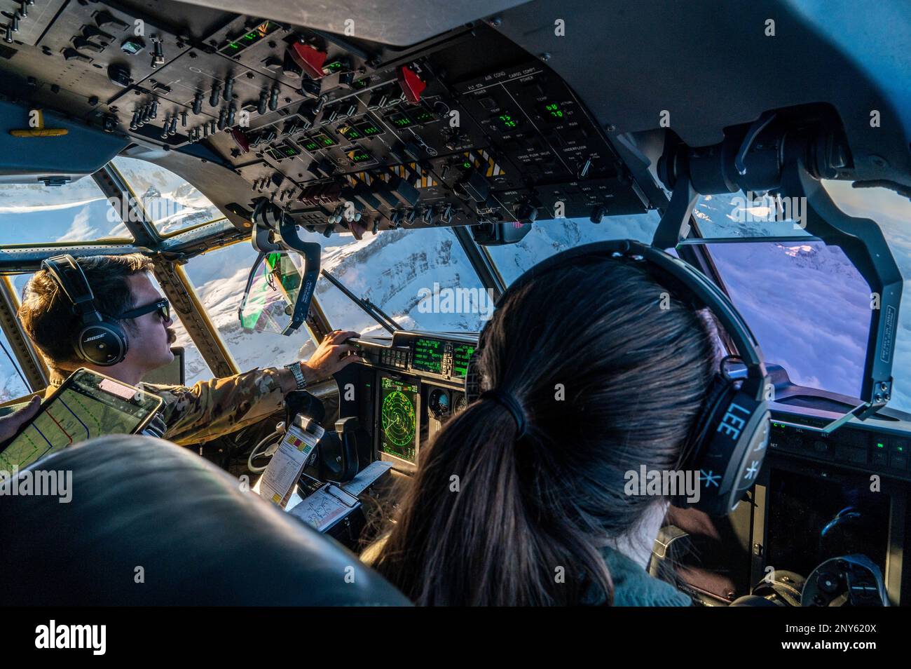 U.S. Air Force Capt. Kyle Beuhler, left, and Capt. Michelle Lee, right ...