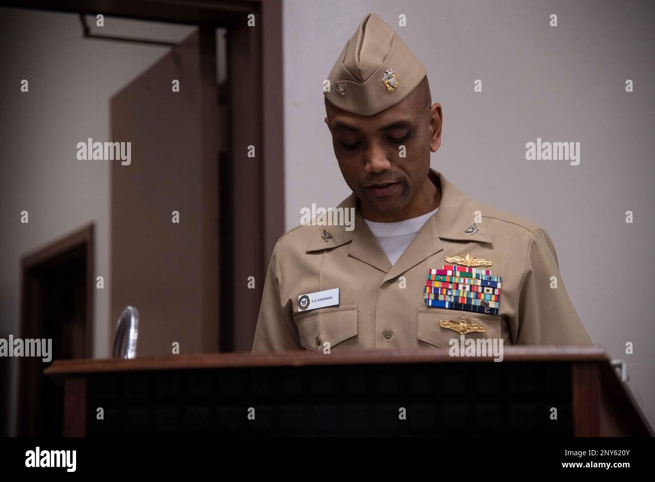 MILLINGTON, Tennessee (Jan. 7, 2023) - Capt. Ketan C. Chhipwadia reads ...