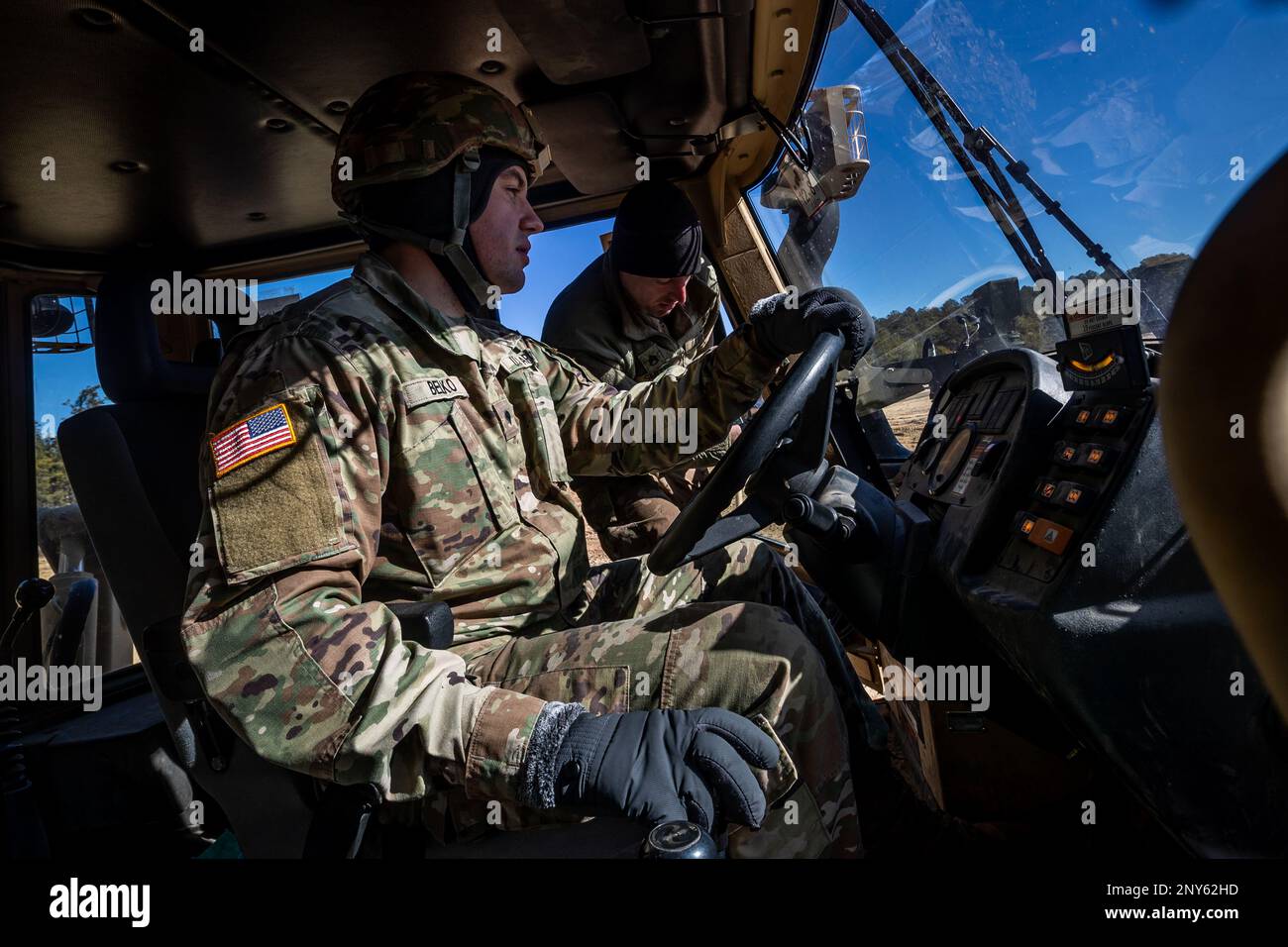 U.S. Army Soldiers with the 104th Brigade Engineer Battalion, 44th ...