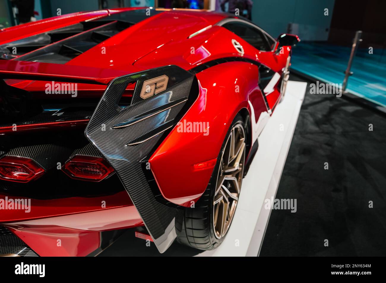 The back of a red Lamborghini Stock Photo - Alamy