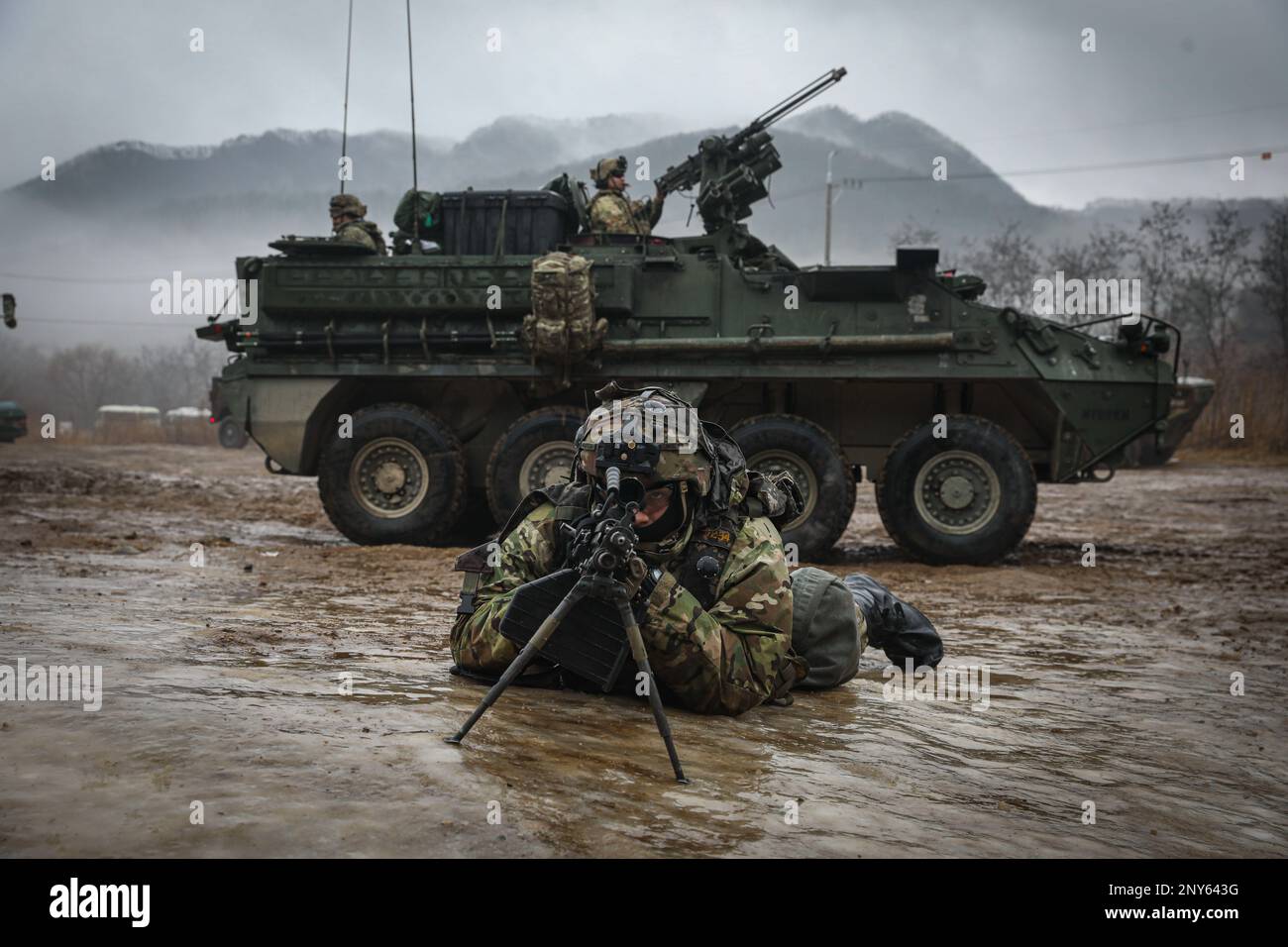 A squad automatic weapon (SAW) gunner assigned to 1st Battalion, 17th ...