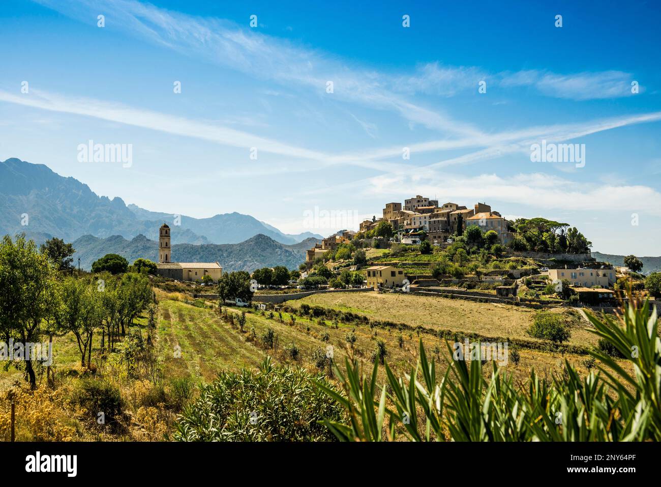 Medieval mountain village on the coast, St Antonino, near LIle-Rousse ...