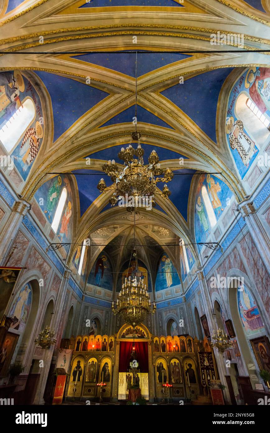 Greek church, interior, Cargese, Departement Haute-Corse, West coast ...
