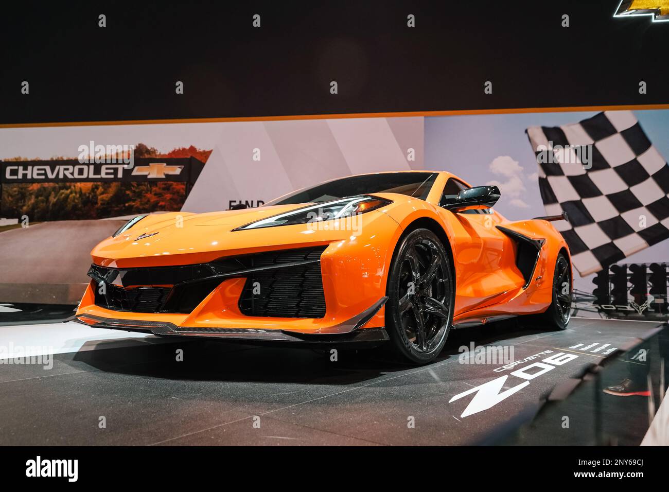 Chevrolet corvette z06 in orange, on display at a car show Stock Photo ...