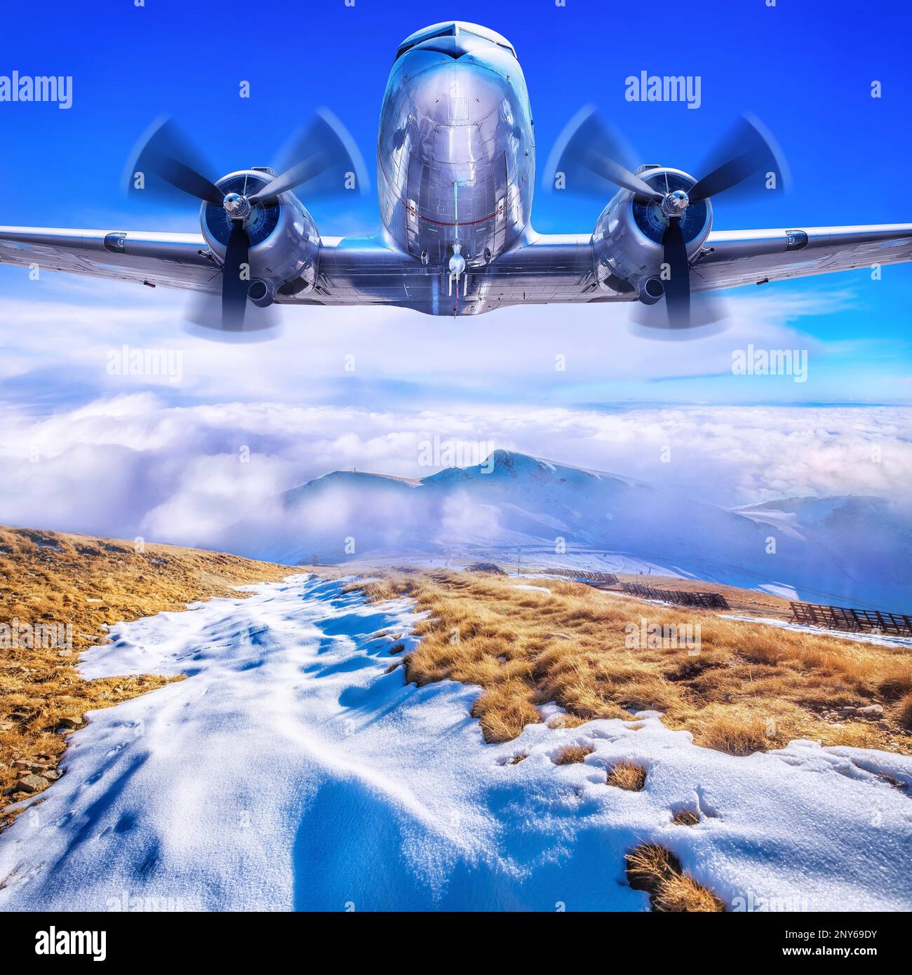 historical aircraft on top of the mountains Stock Photo - Alamy