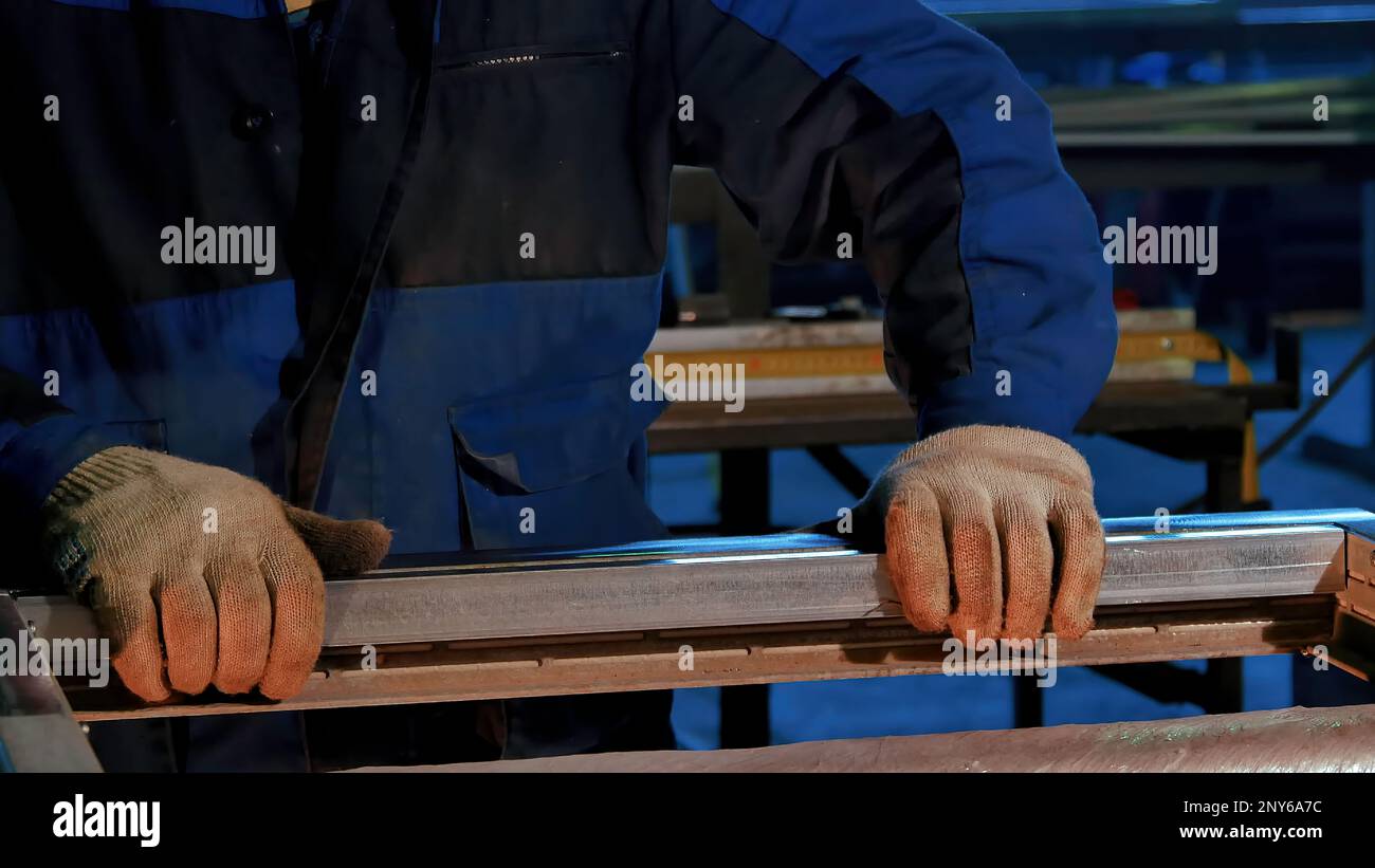 Metal measurement process. Media. Working in a large metalworking ...