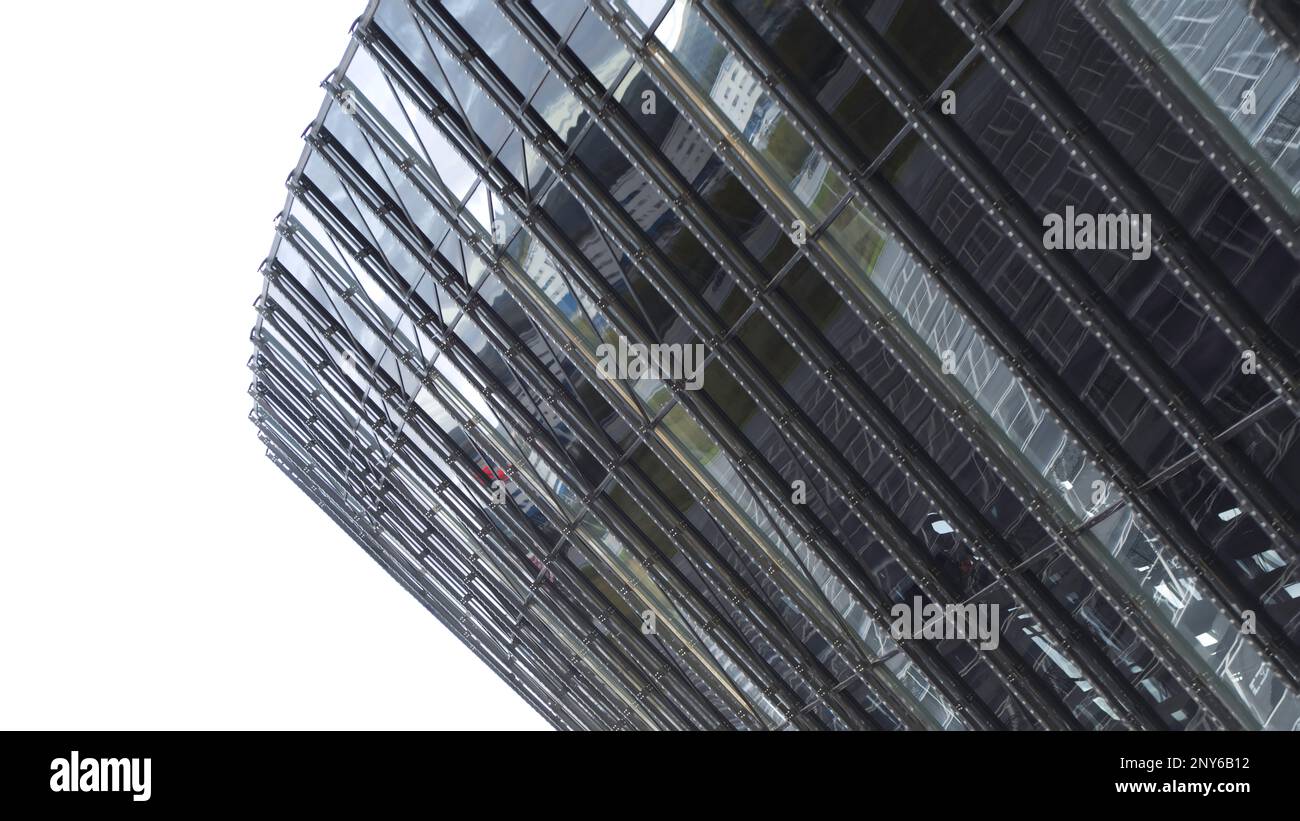 Top view of glass modern building with reflection. Stock footage ...