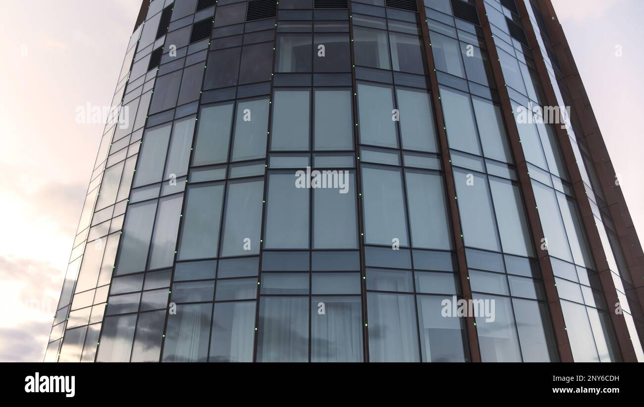 Top view of glass modern building with reflection. Stock footage ...