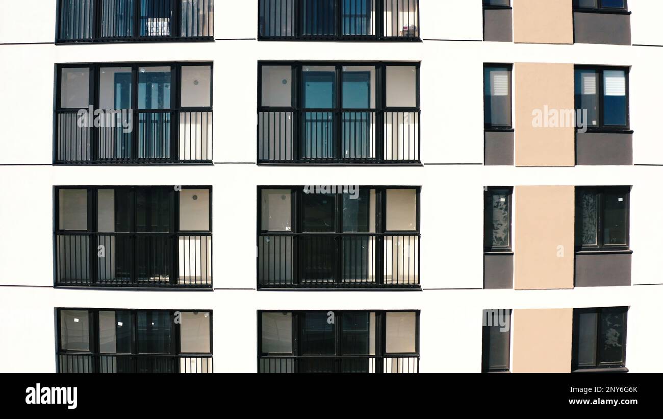 Top view of windows and balconies of modern house. Stock footage ...
