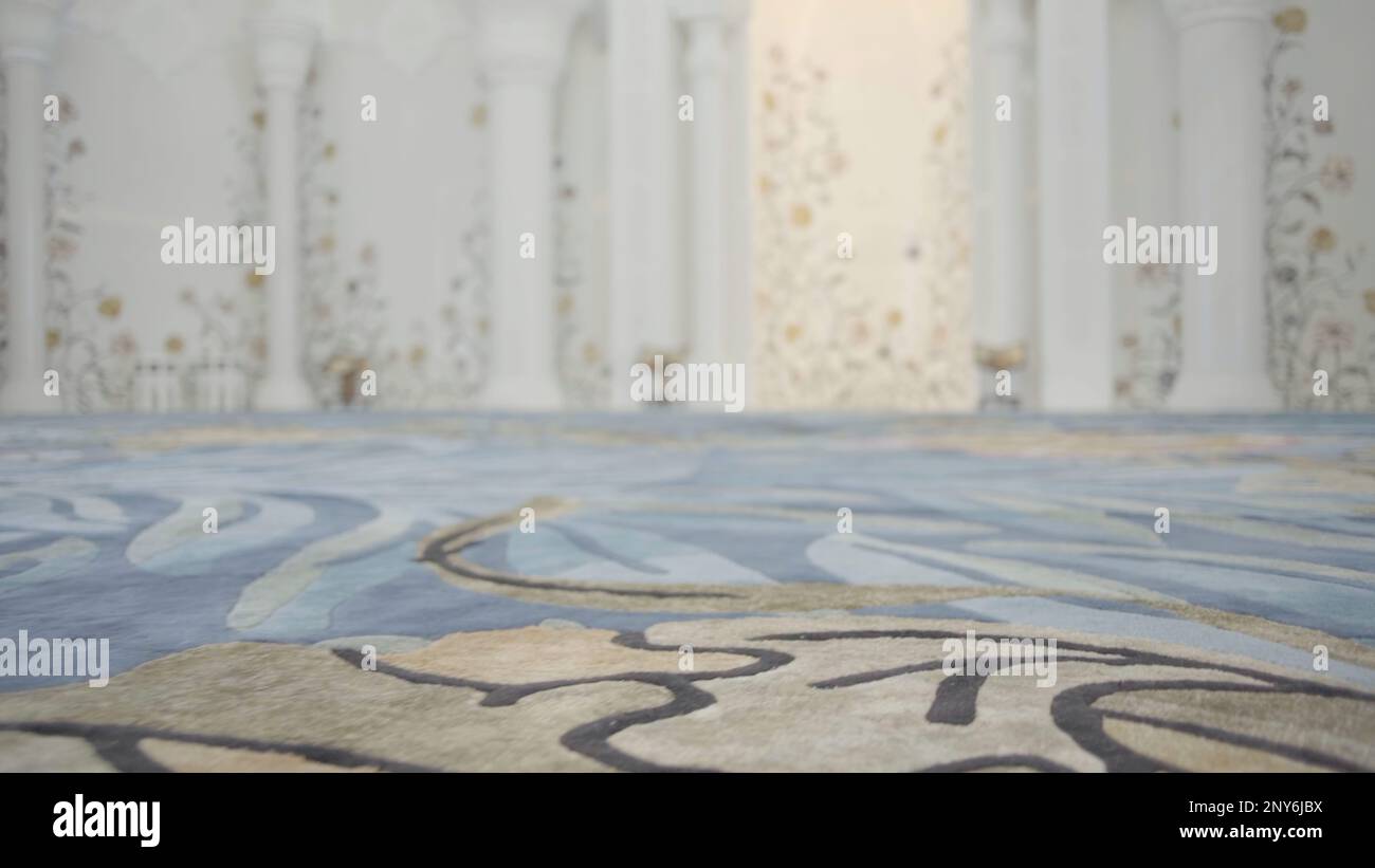 White floor decorated with ornaments. Scene. A light building with ...