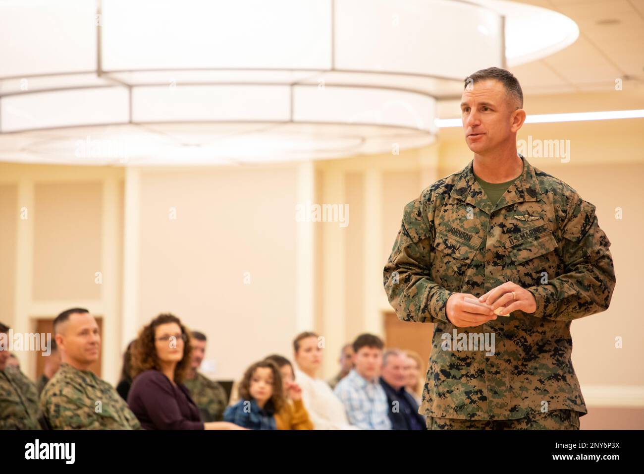 U.S. Marine Corps Sgt. Maj. Michael Johnson, off-going sergeant major of the 24th Marine ...