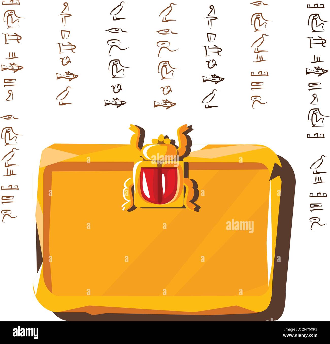 Stone board or clay tablet with scarab beetle and Egyptian hieroglyphs ...