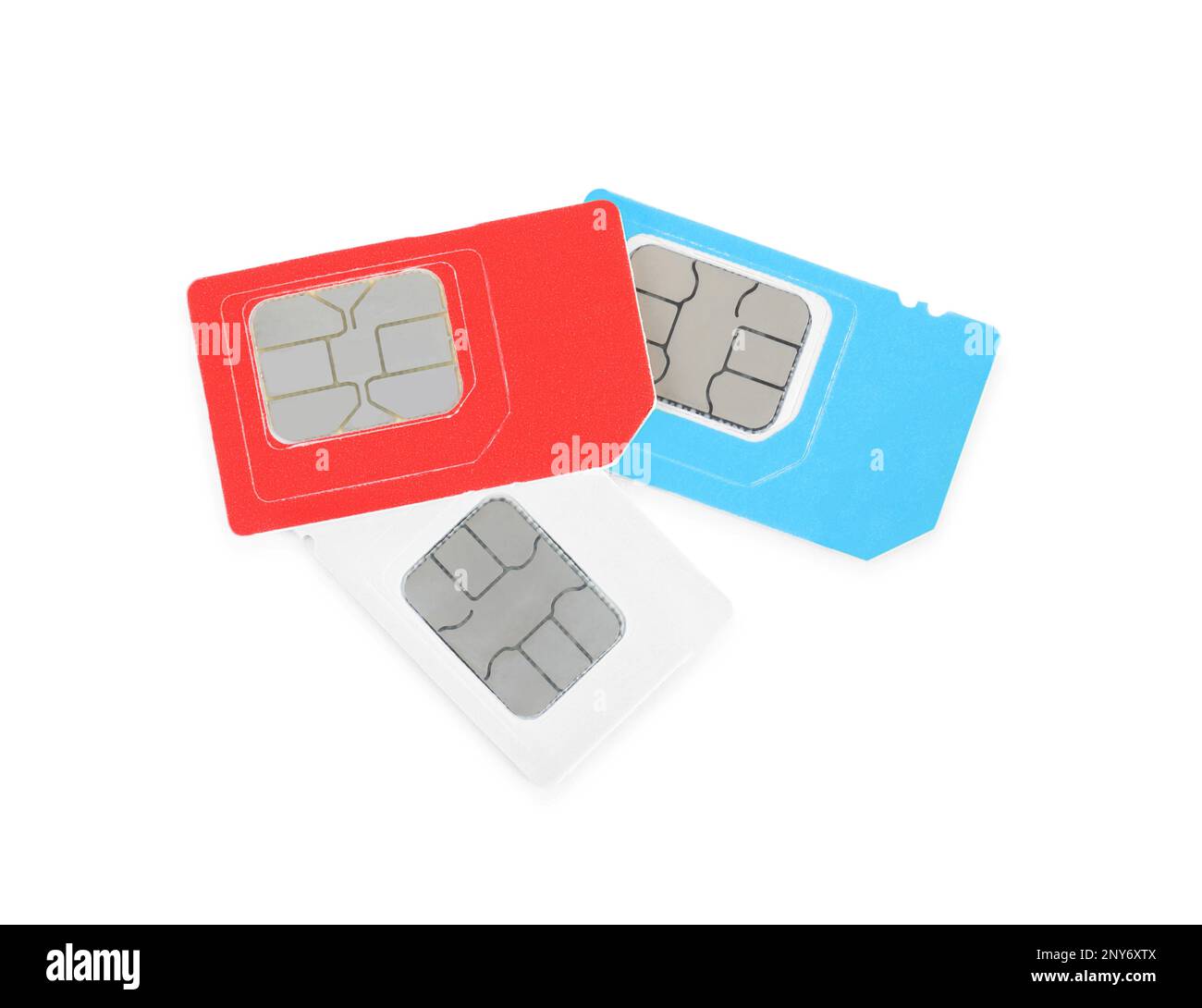 Different SIM cards on white background, top view Stock Photo - Alamy