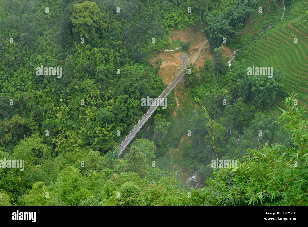 Stream, Rain, Valley, Bridge, Mountainous, Sa Pa, Vietnam Stock Photo ...