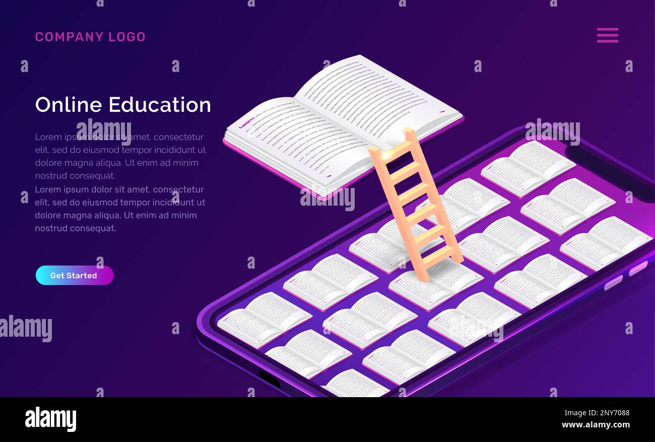 Online education or library isometric concept vector illustration. Open ...