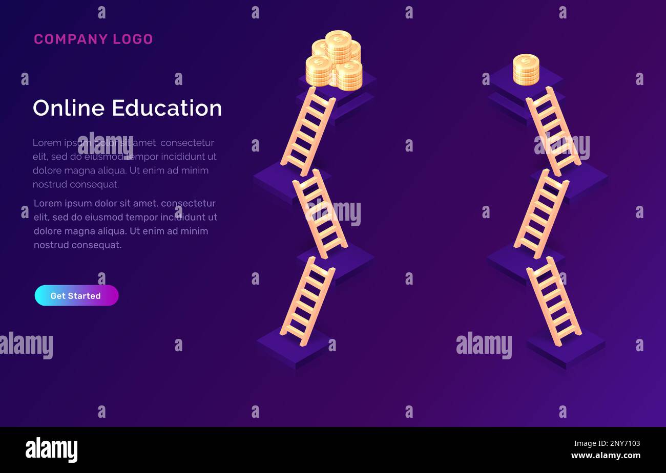 Online education or success ladder isometric concept vector ...