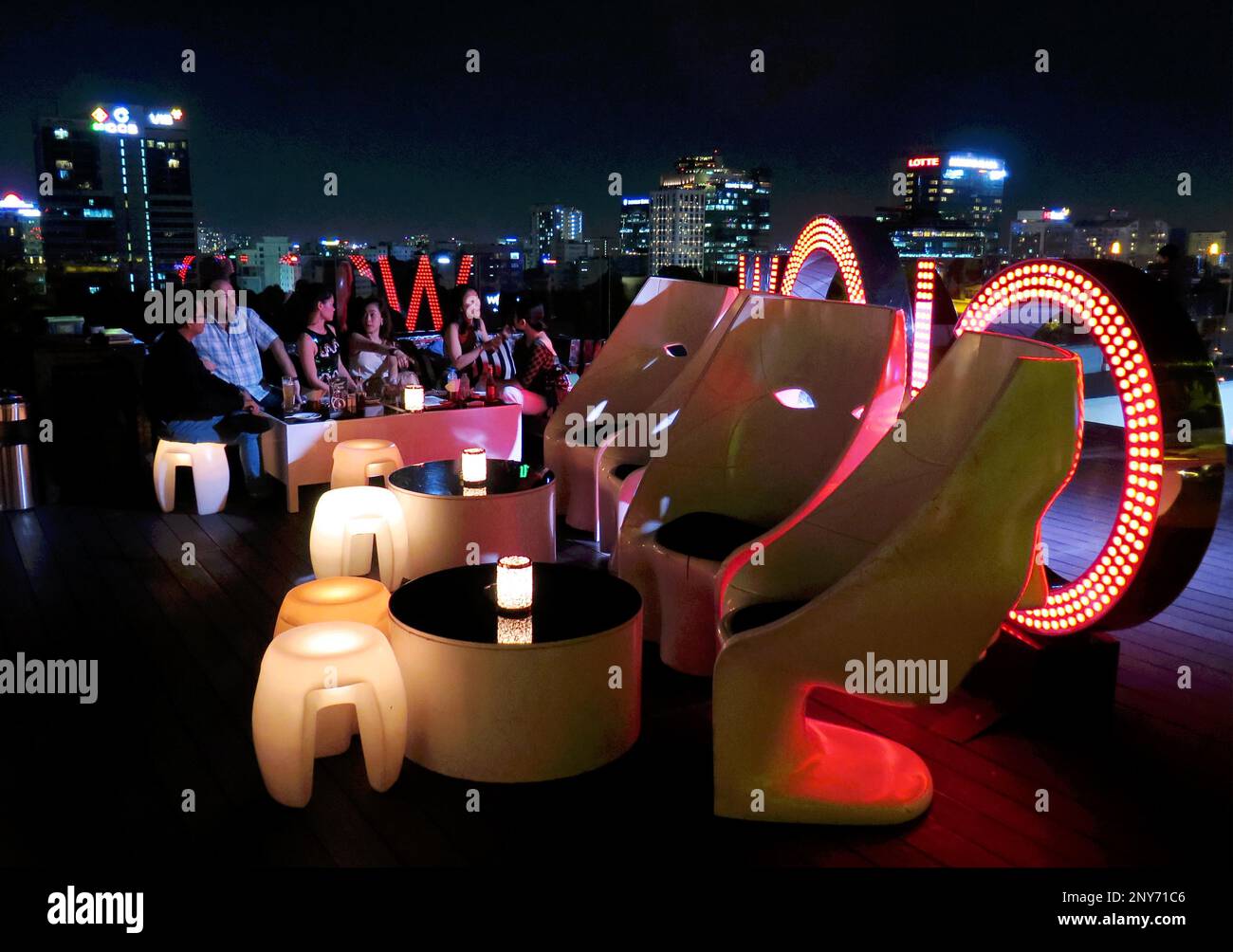 Rooftop bar Glow, Ho Chi Minh City, Vietnam Stock Photo - Alamy