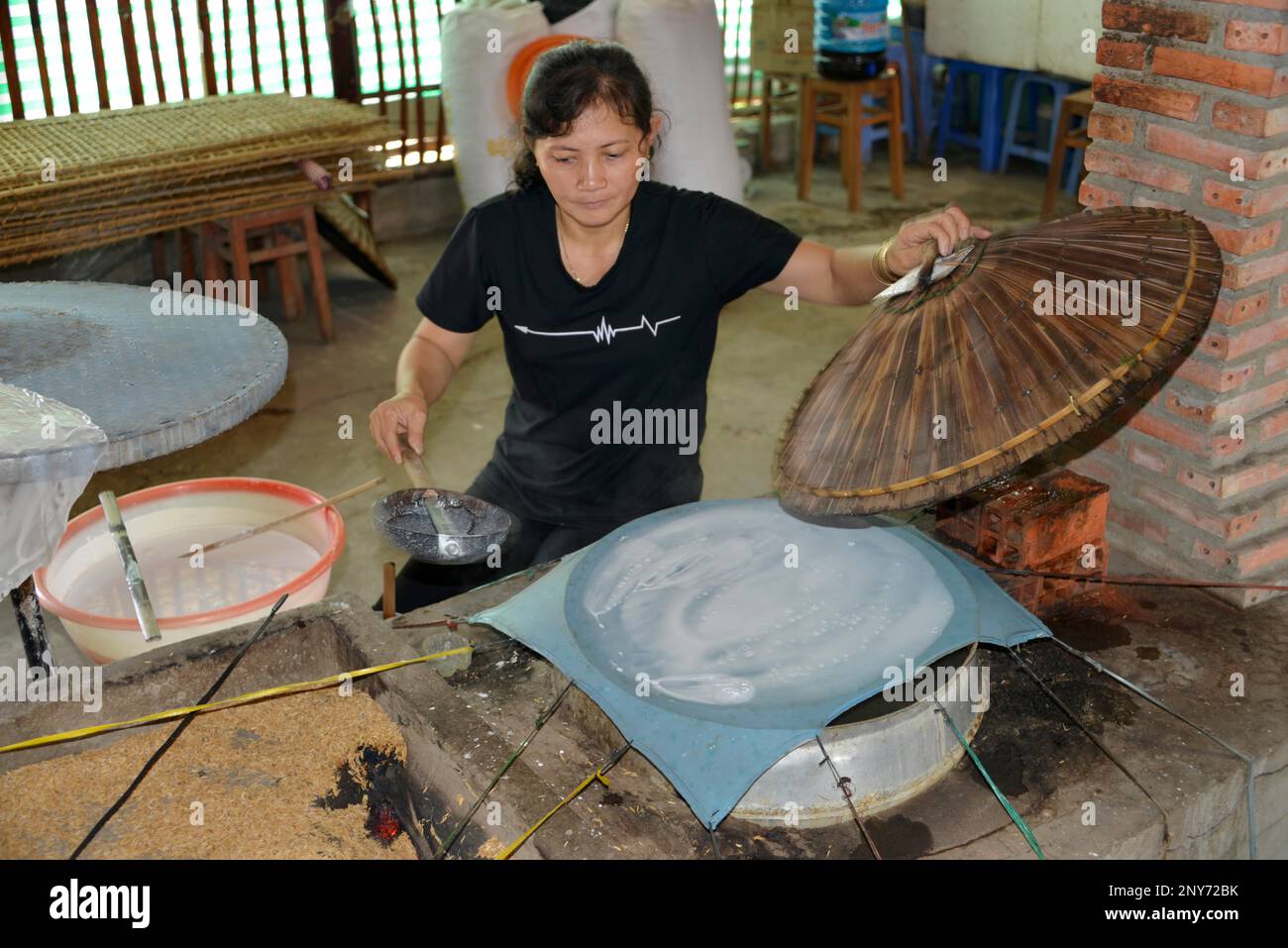 Show production, rice paper, Mekong Delta, Vietnam Stock Photo - Alamy