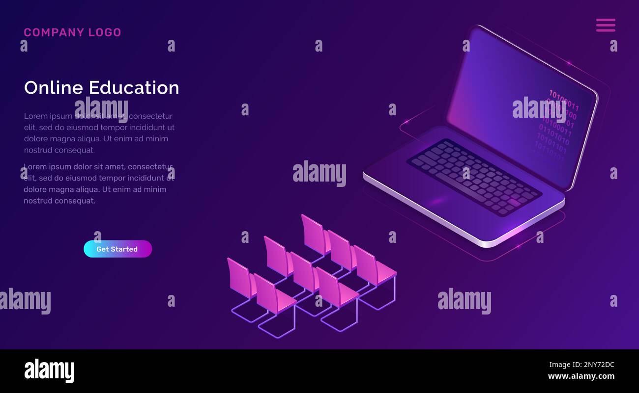 Online education or training isometric concept vector illustration ...