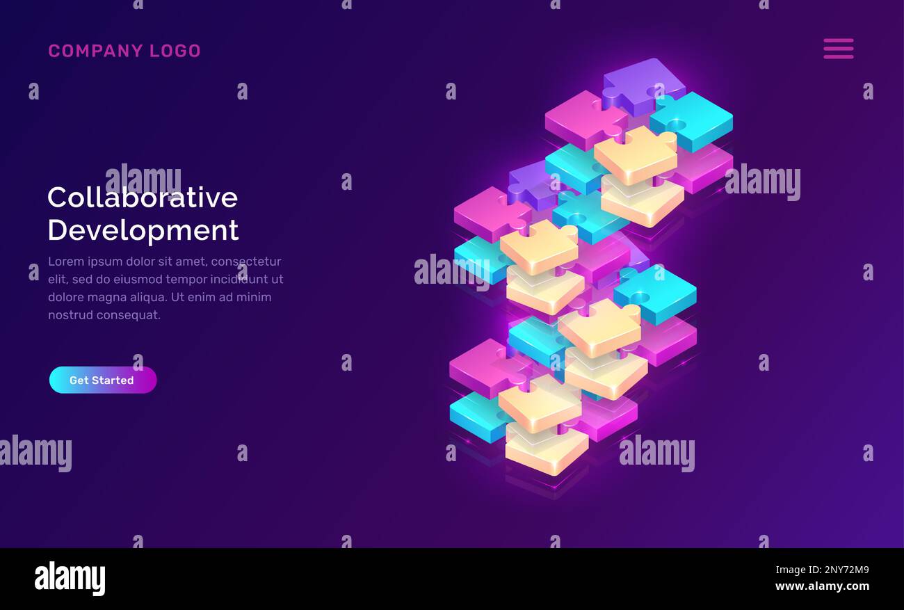 Collaborative development, isometric business concept vector. Color ...