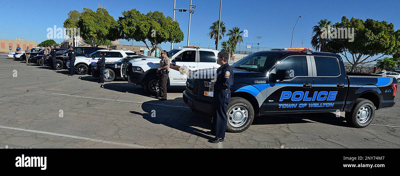 In a Thursday Sept. 28, 2017 photo, local law enforcement agencies line ...
