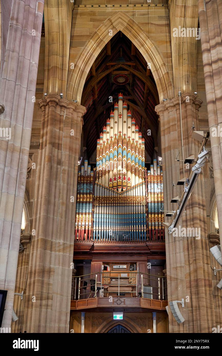 The pipe organ inside St. Andrew's Cathedral. Sydney, Australia Stock ...
