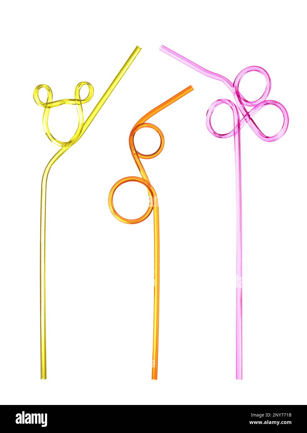 Set with different straws for drinks on white background Stock Photo ...