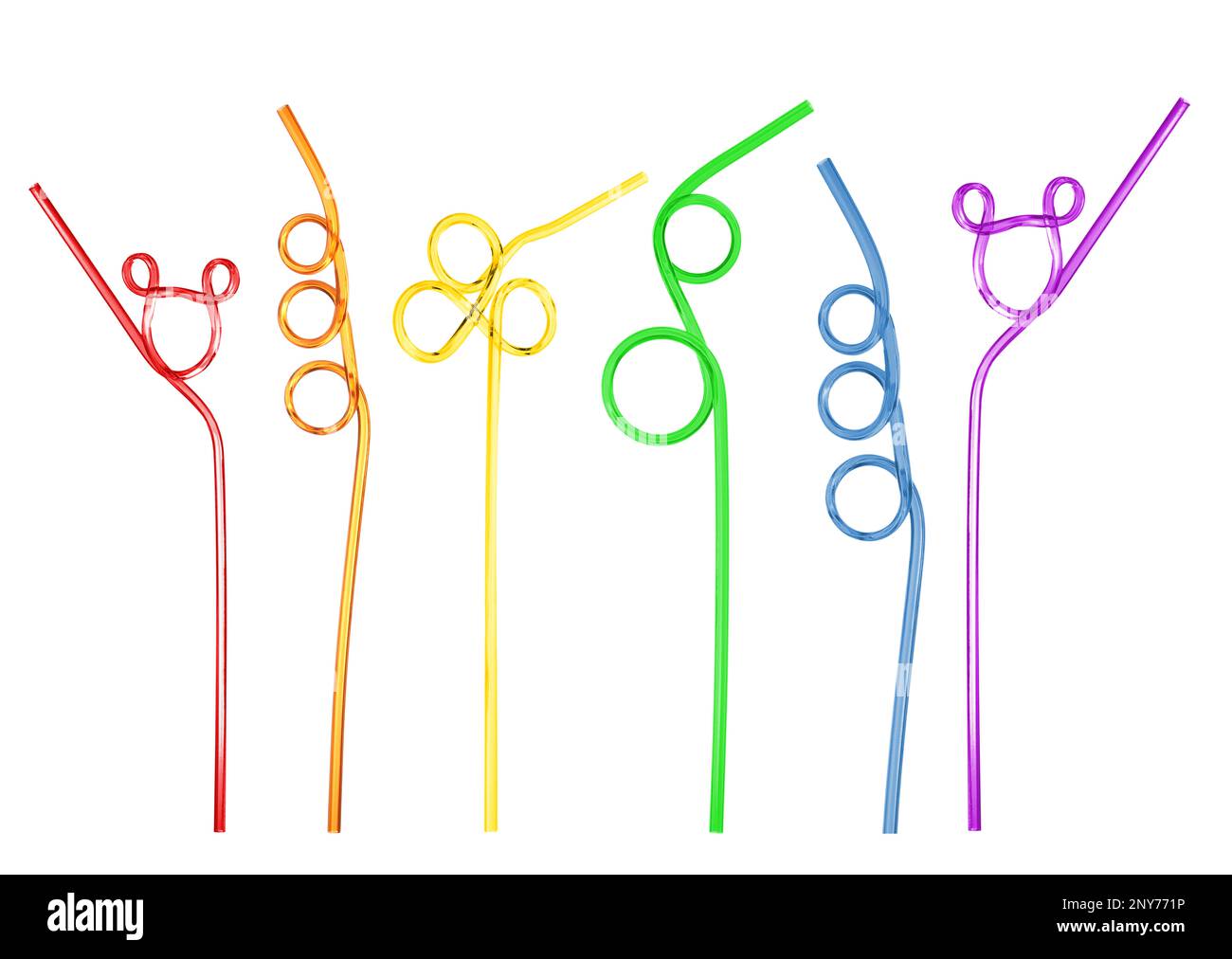 Set with different straws for drinks on white background Stock Photo ...