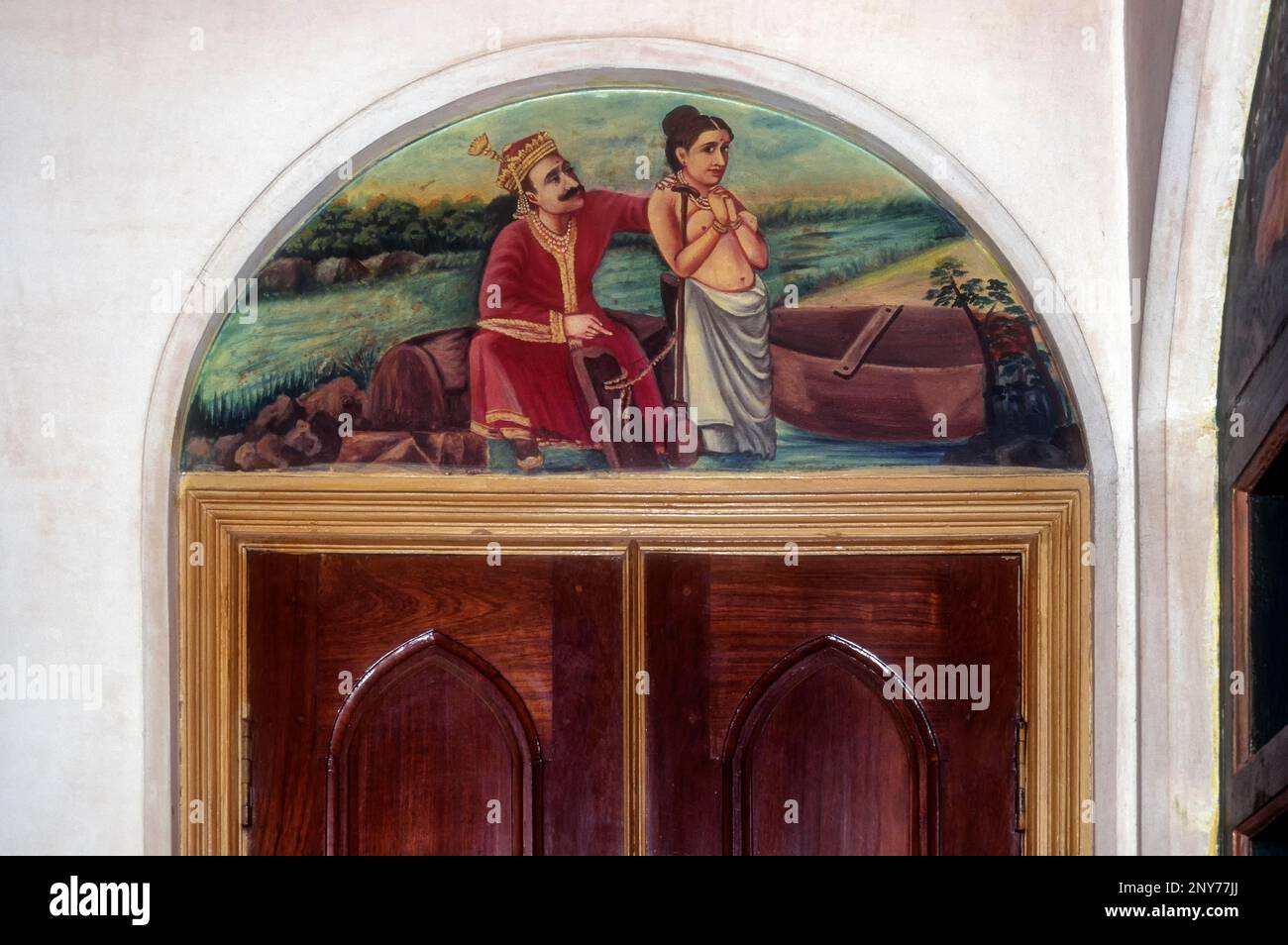 King with boat woman Painting on door, Nattukottai Chettiars Homes in ...