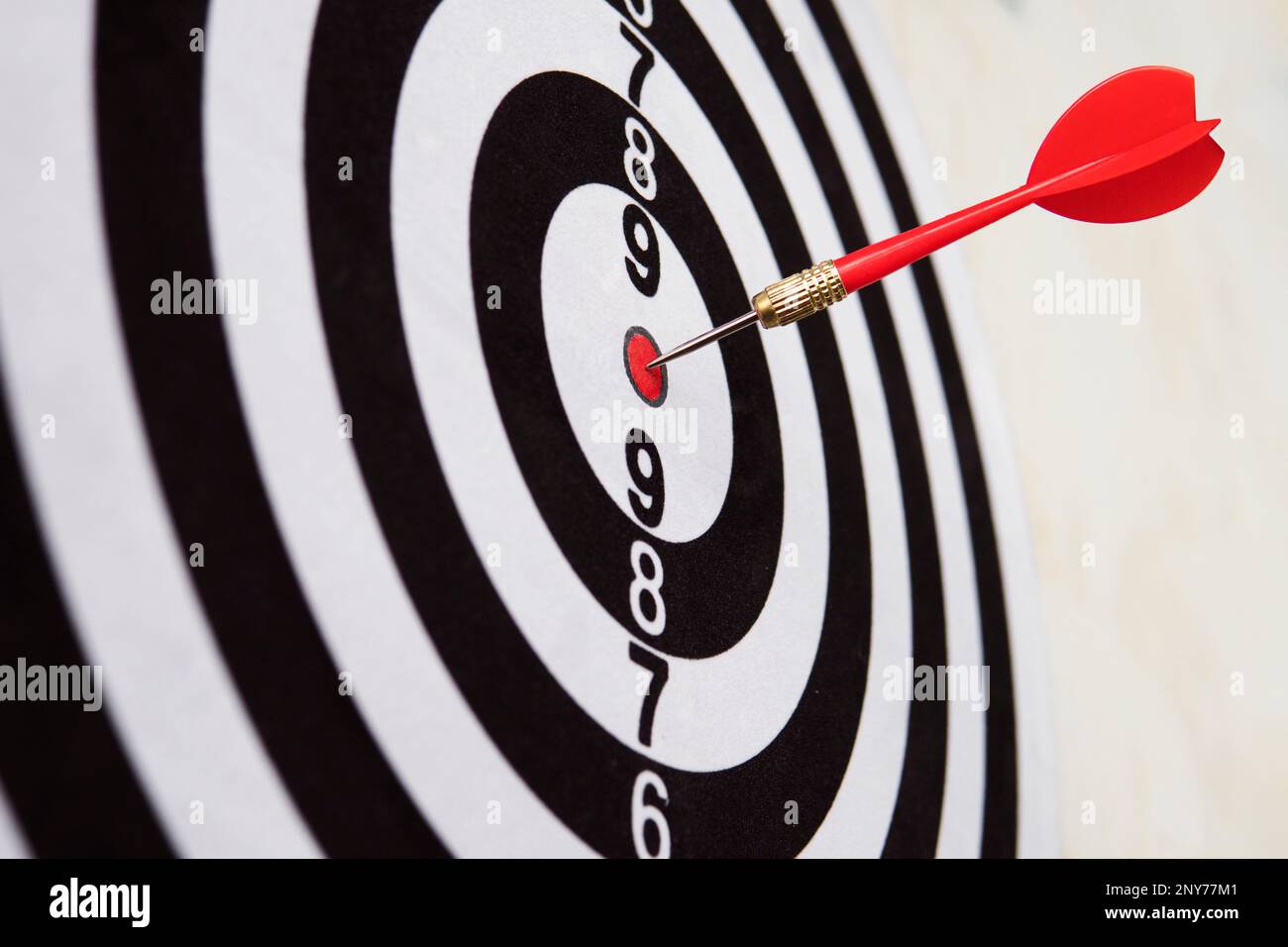 Red dart on board right direction hit target goal. Competition game to ...
