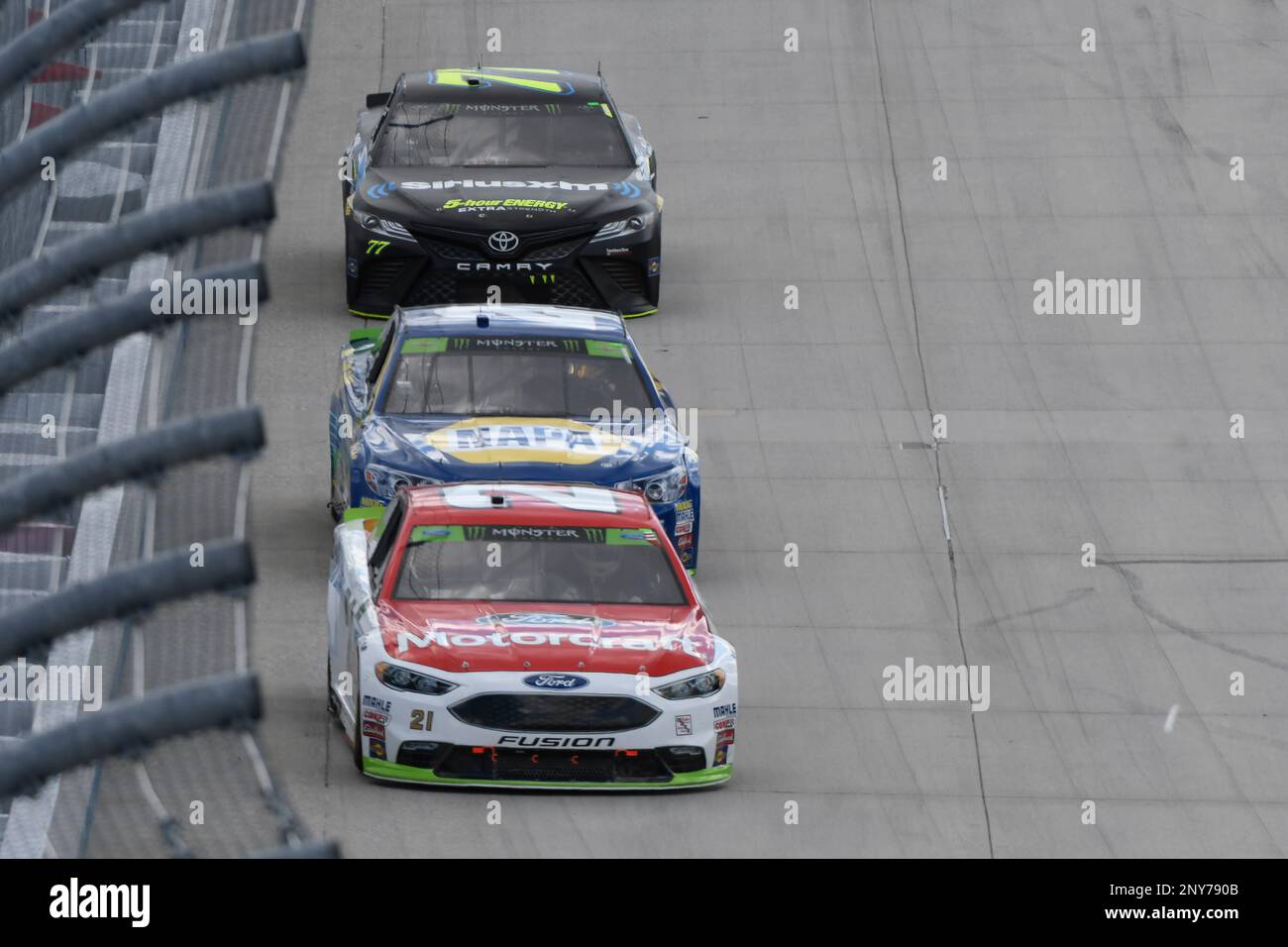Ryan Blaney (21), Chase Elliott (24), and Erik Jones (77) during the ...