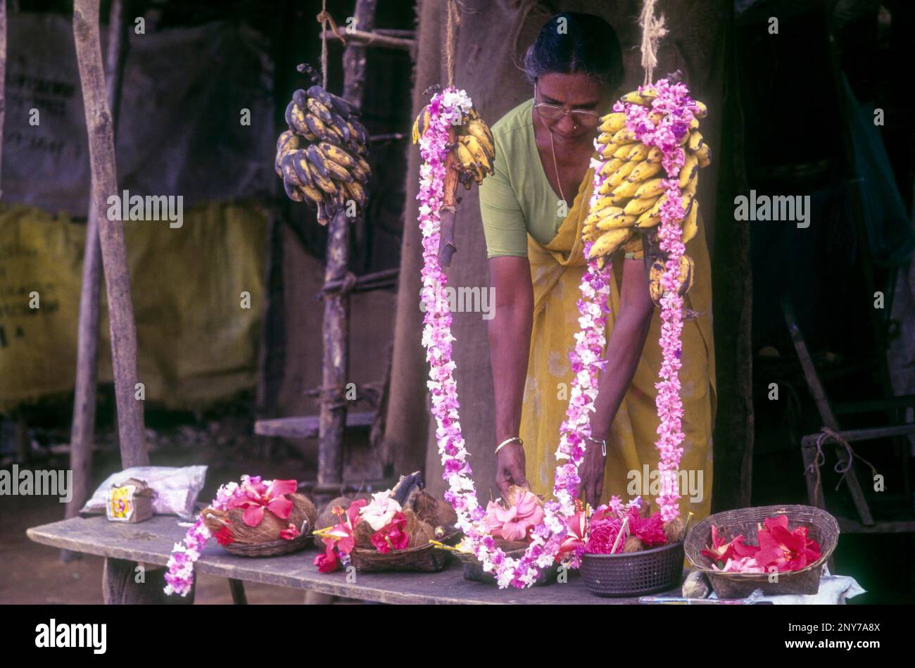 Flower shop at Bhagamandala, Coorg Kodagu, Karnataka, South India ...