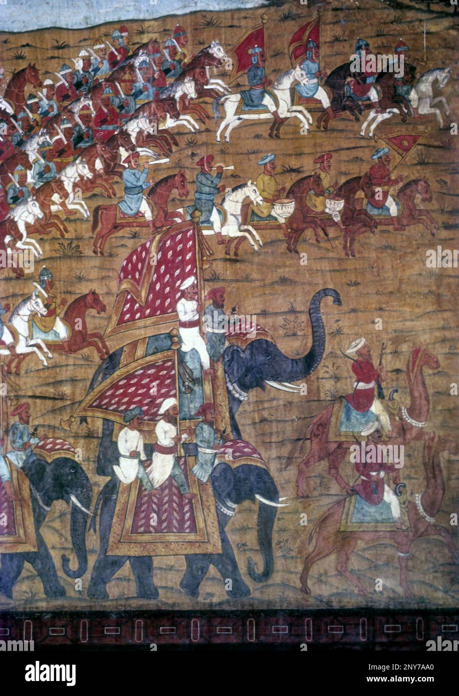 18th century frescoes, murals in the Daria Daulat Bagh or Summer palace ...