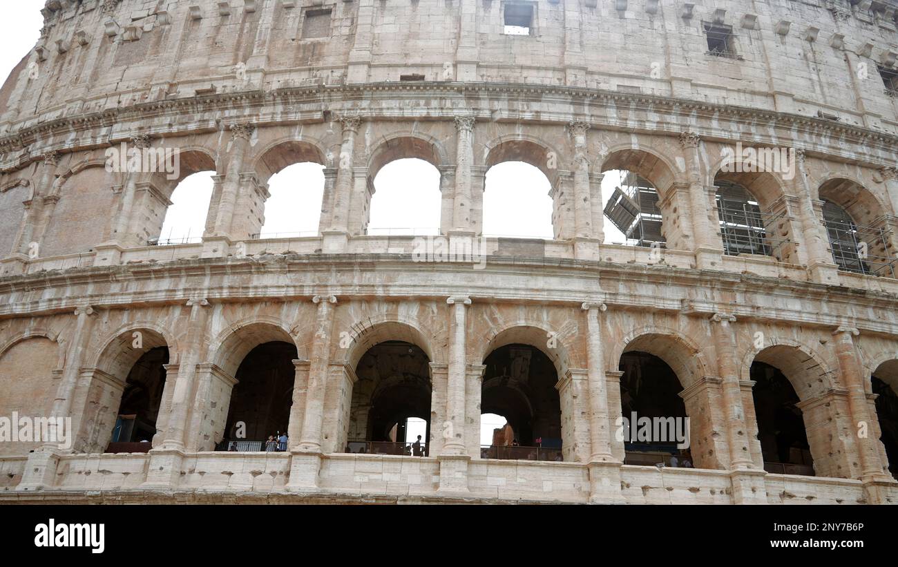 Majestic stone building of Coliseum in Rome, Italian landmark. Action ...