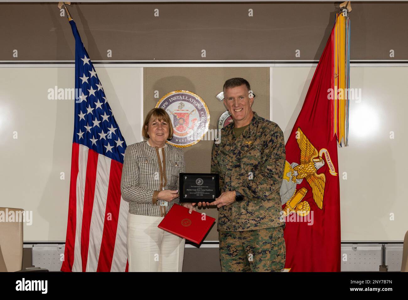 U.S. Marine Corps Brig. Gen. Jason Woodworth, right, the commanding ...