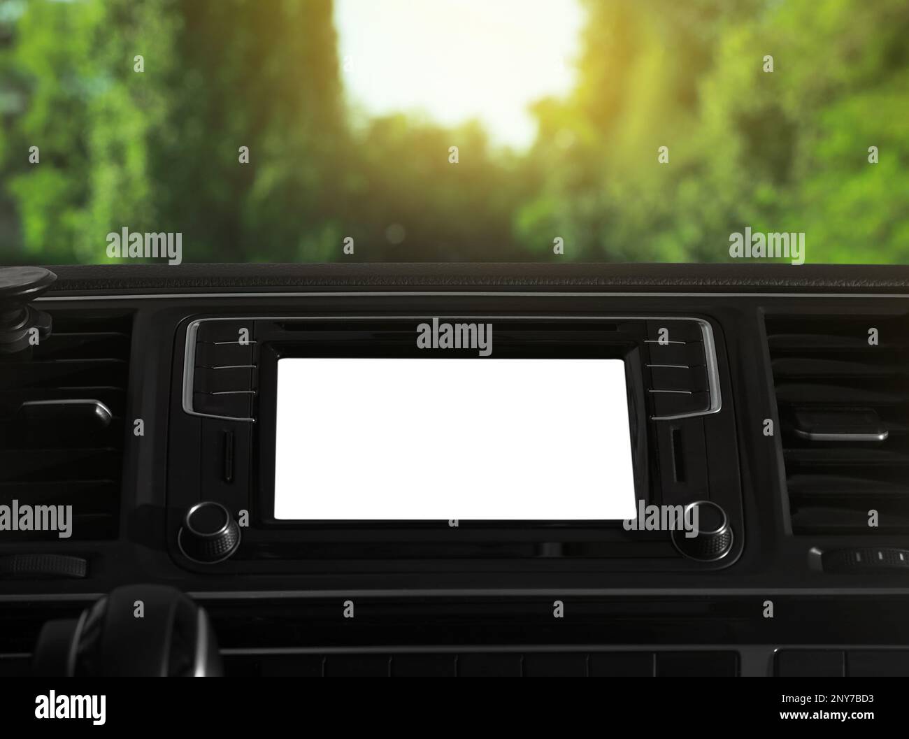 View of dashboard with navigation system in modern car Stock Photo - Alamy