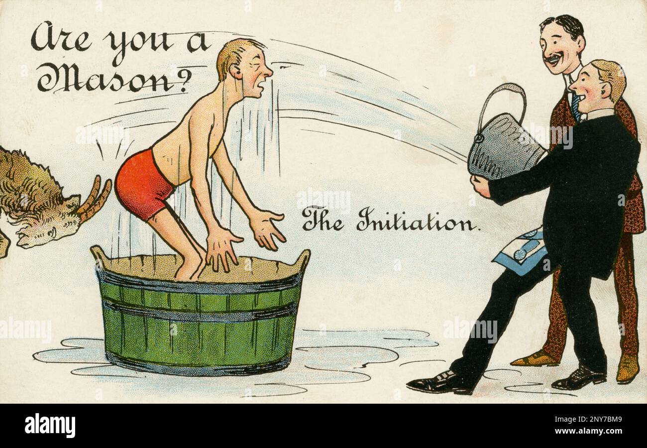 Masonic Postcard. The Initiation Stock Photo - Alamy
