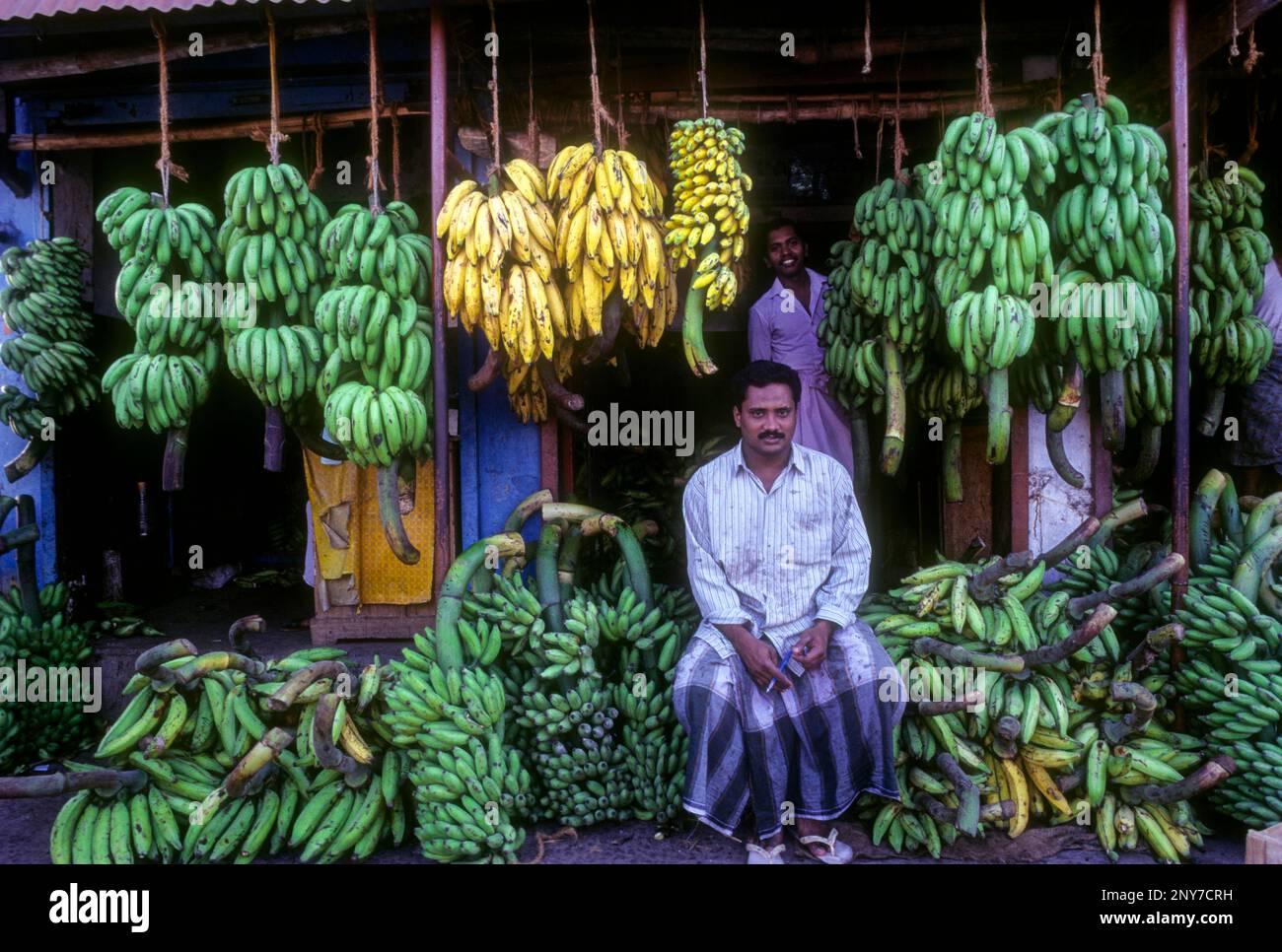 A banana plantain shop at Ernakulam Kochi cochin, Kerala, South India ...