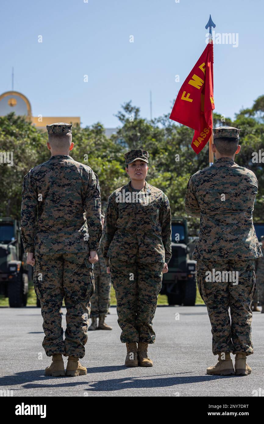 U.S. Marine Corps 1st Sgt. Stephanie Roman, middle, 1st Sgt of Air ...