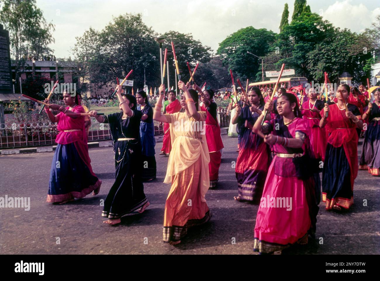 Stick dance Kolattam during Onam procession at Thiruvananthapuram ...