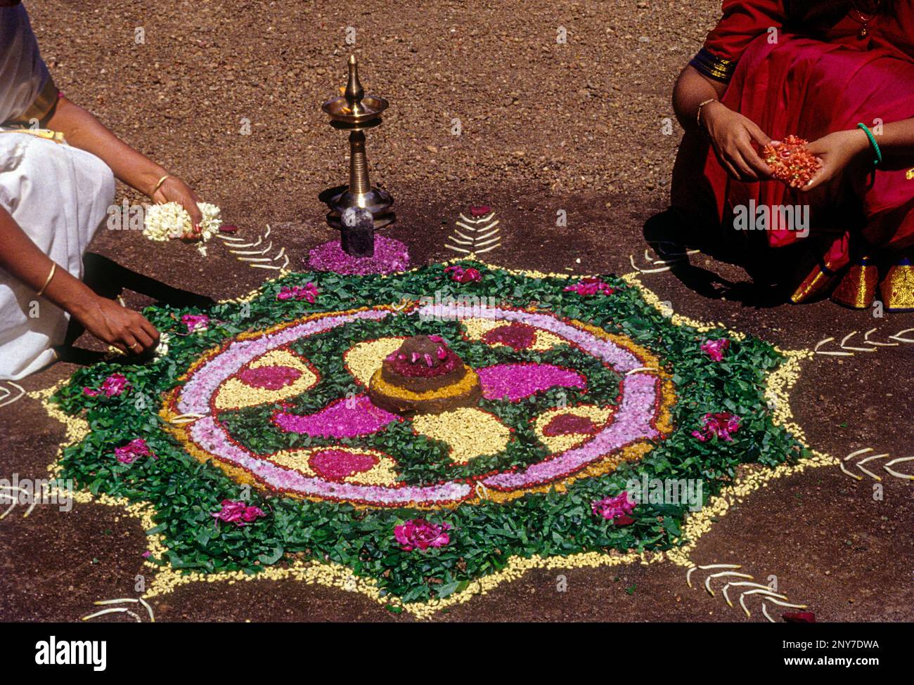 Aththapoovu floral decoration during Onam festival in Aranmula, Kerala ...