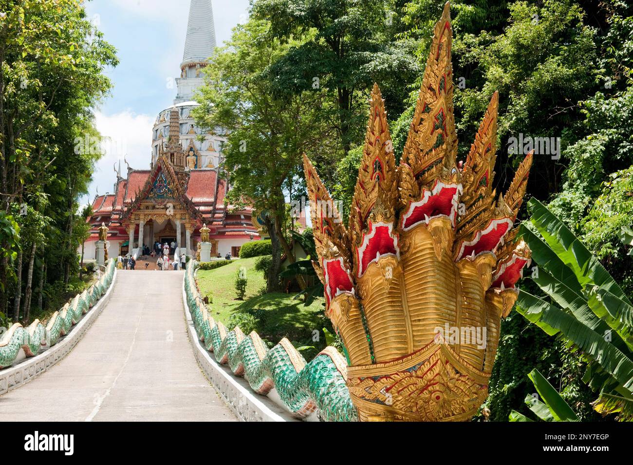 Naga statue, multi-headed king cobra, snake deity, Wat Bang Riang ...