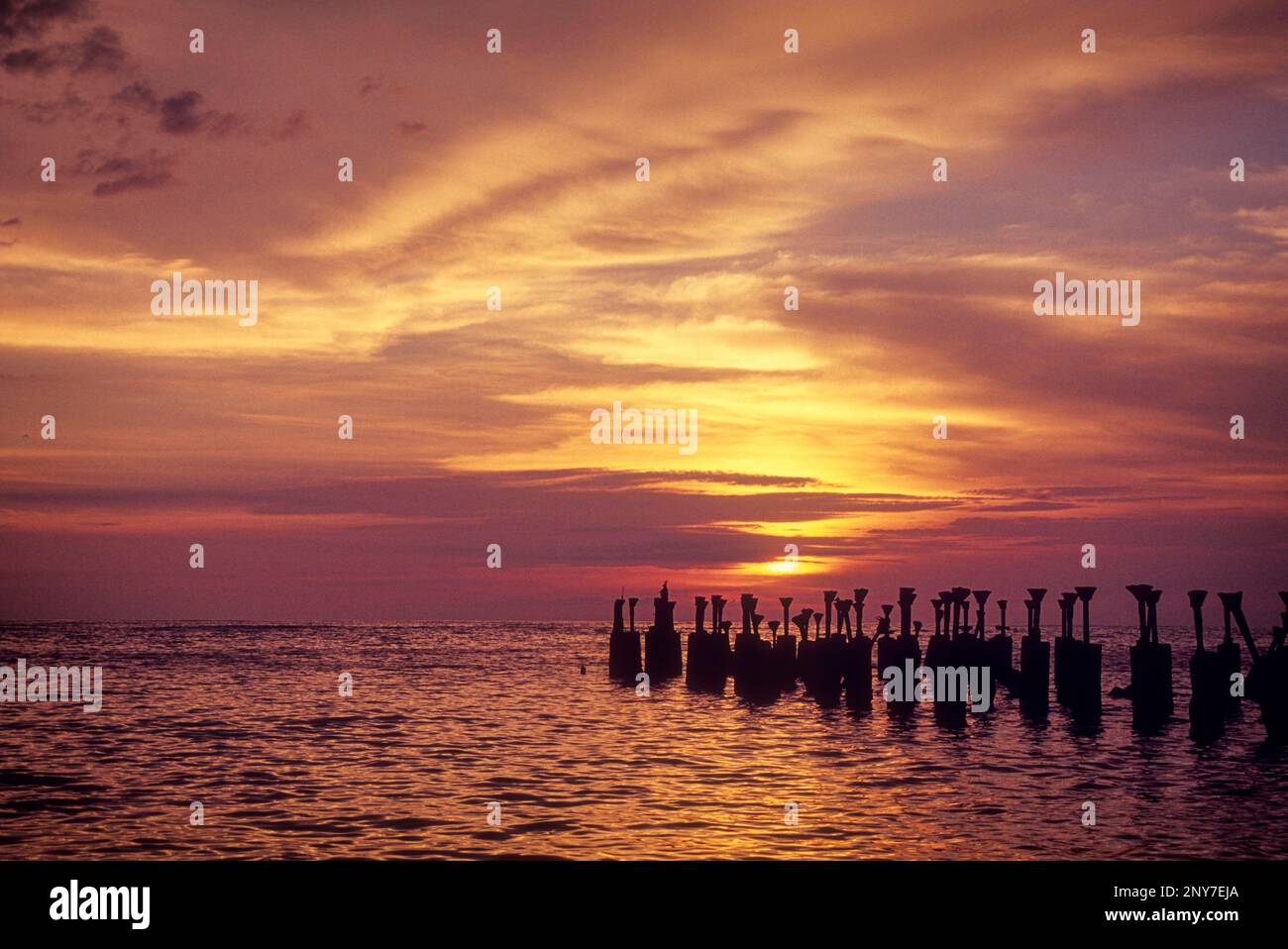 Sun set Kozhikode Calicut beach, Kerala, South India, India, Asia Stock ...