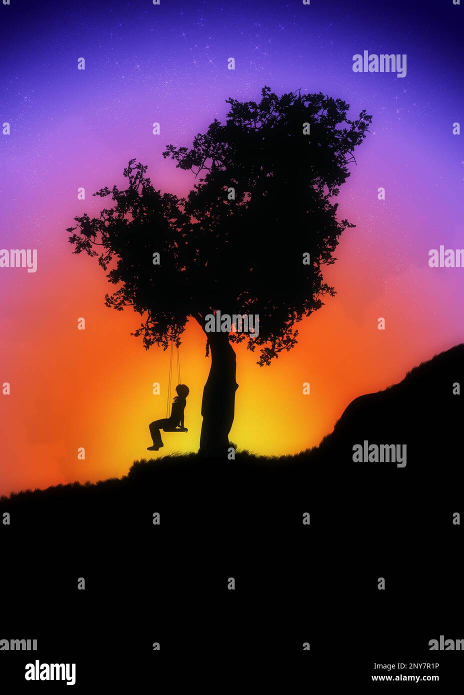 Sitting Under A Tree Sunset