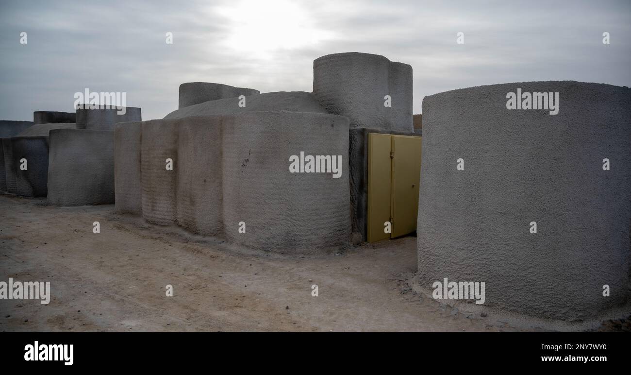 A completed bunker is ready to be used at Ali Al Salem Air Base, Kuwait ...