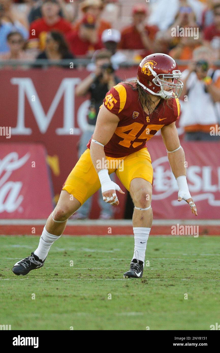 USC Trojans linebacker Porter Gustin (45) in coverage during an NCAA ...