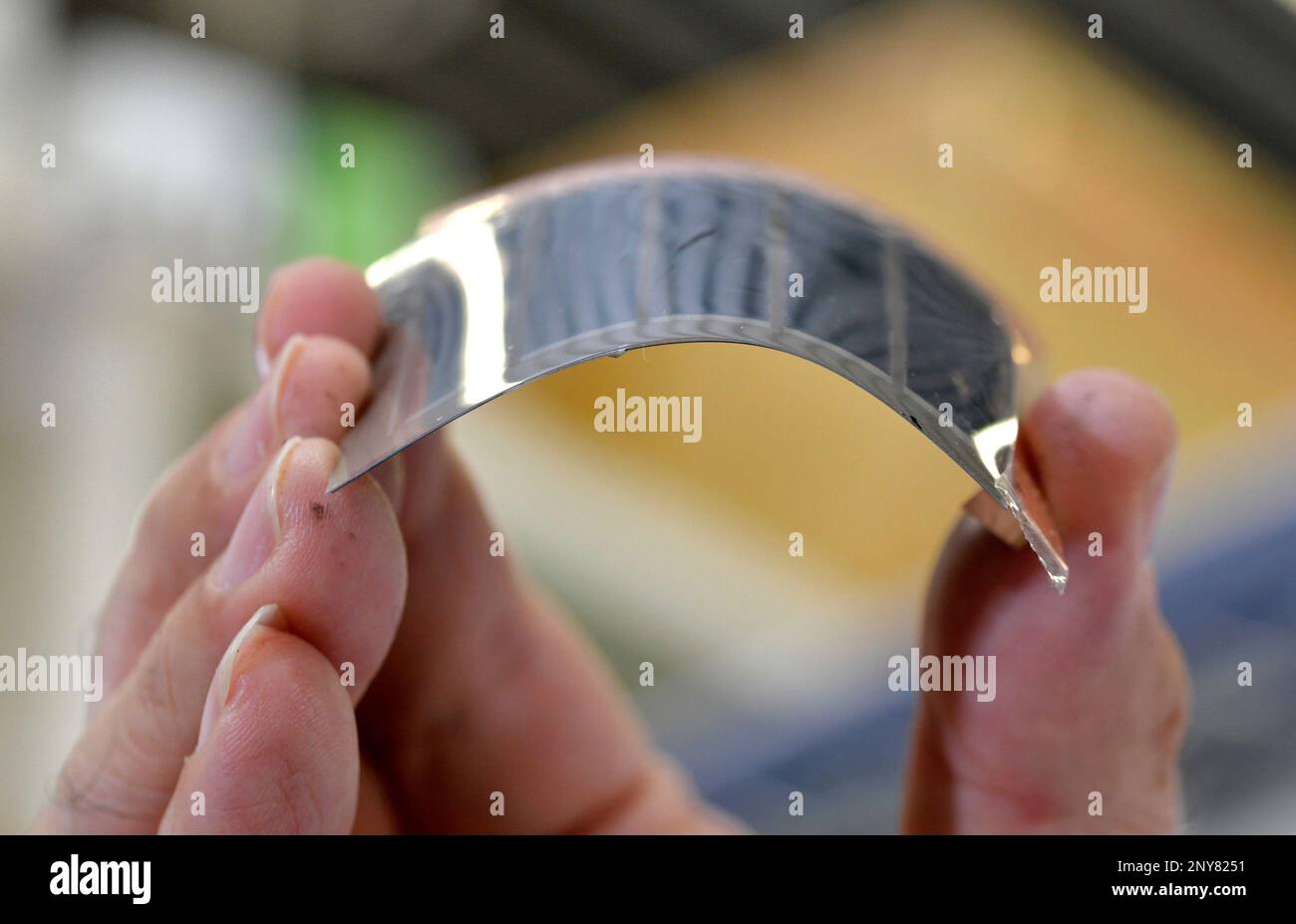 Perovskite solar cells are shown by Professor Tsutomu Miyasaka during ...