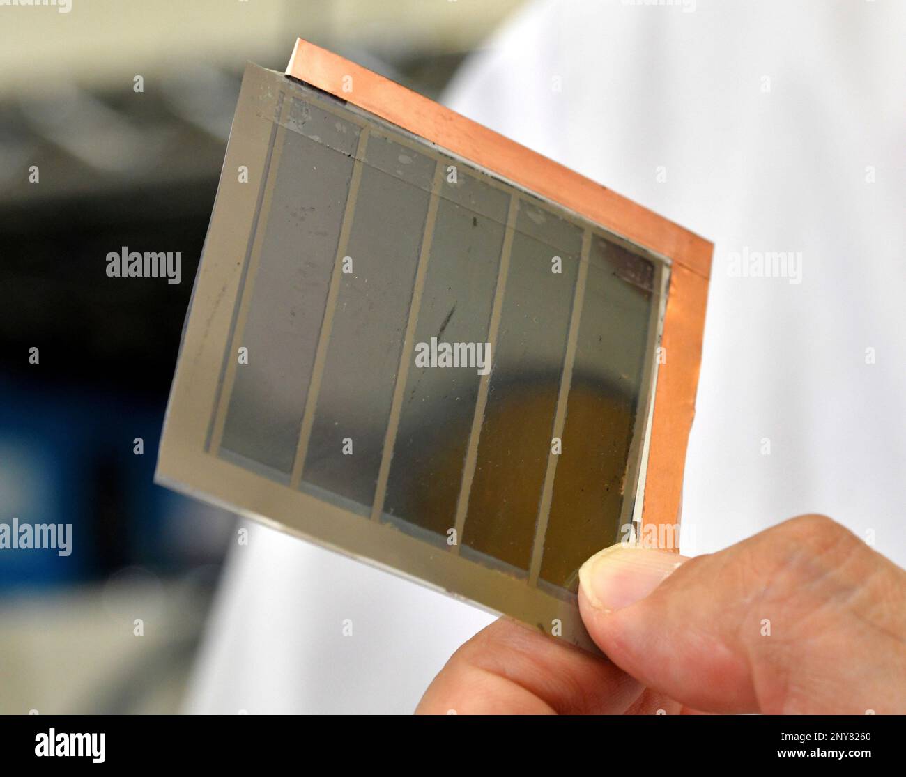 Perovskite solar cells are shown by Professor Tsutomu Miyasaka during ...