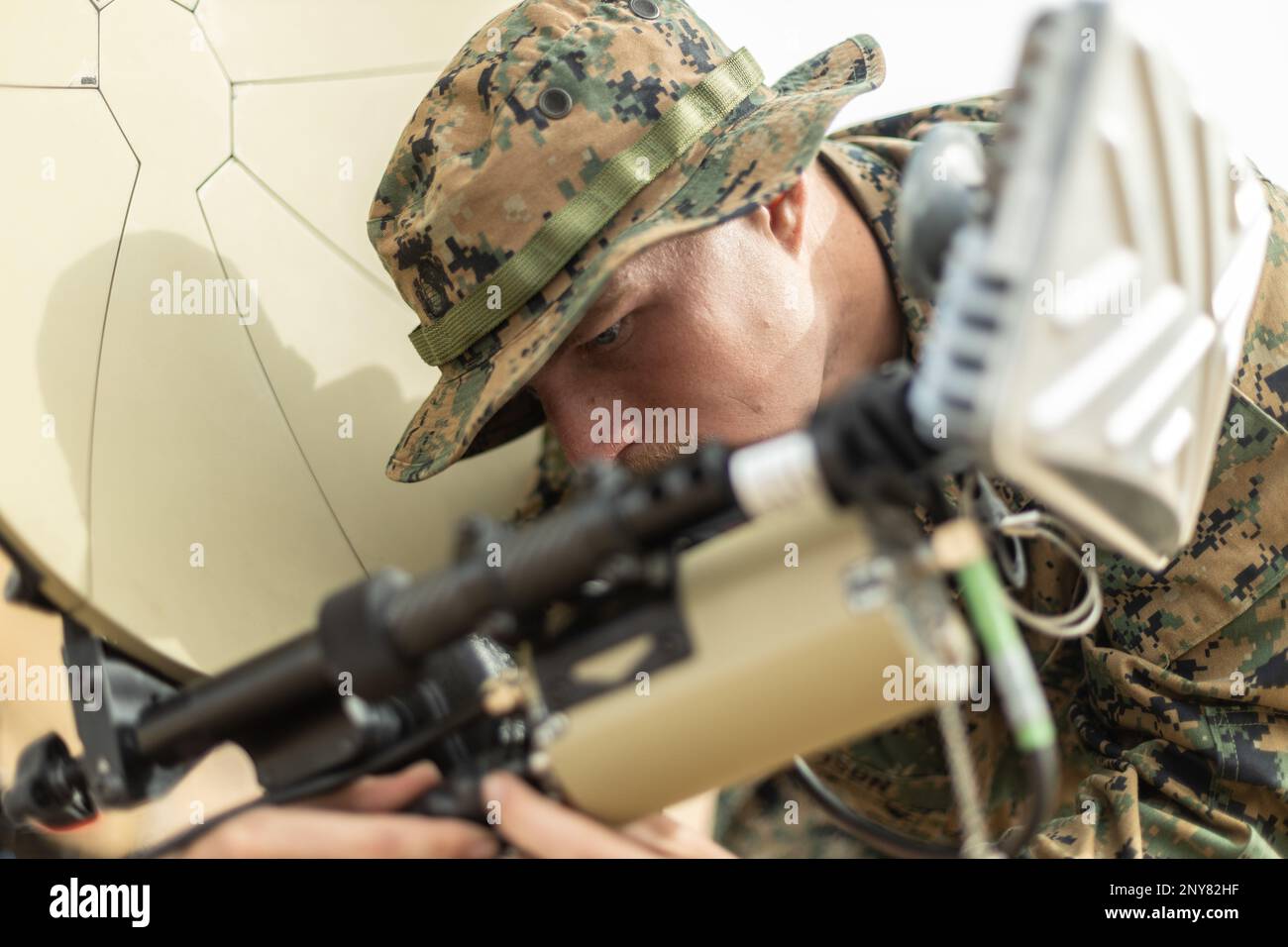 U.S. Marines Corps Lance Cpl. Dillon Stimson, a satellite ...